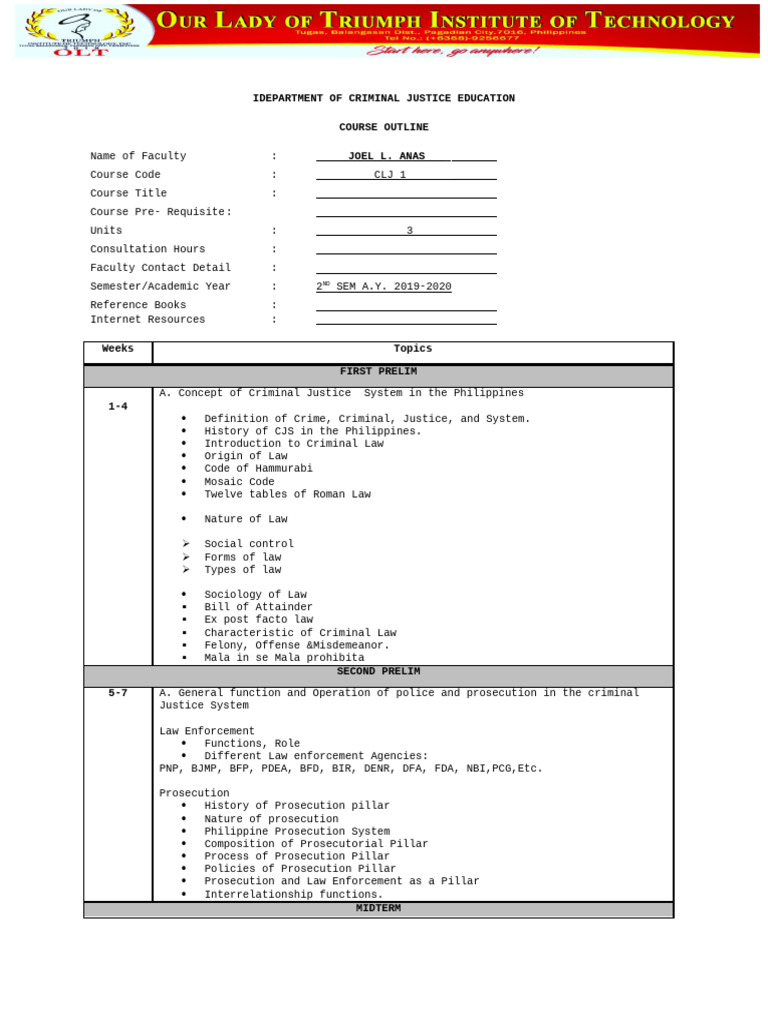 CJS COURSE OUTLINE 2020 | PDF
