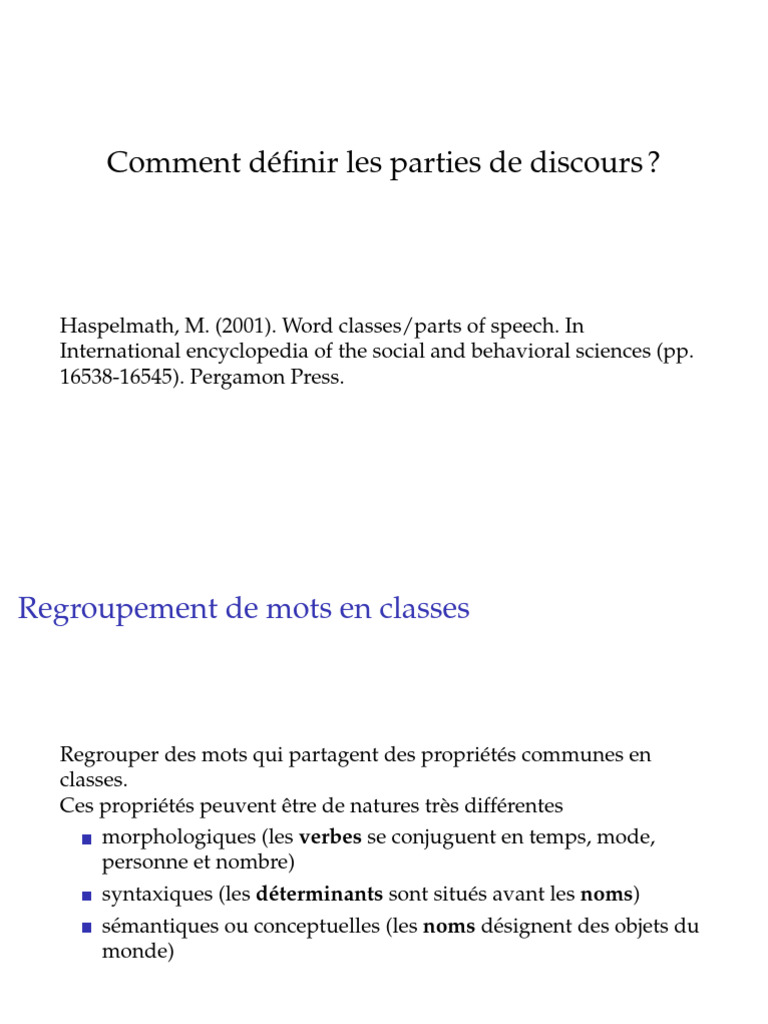 Comment D Efinir Les Parties de Discours ? | PDF