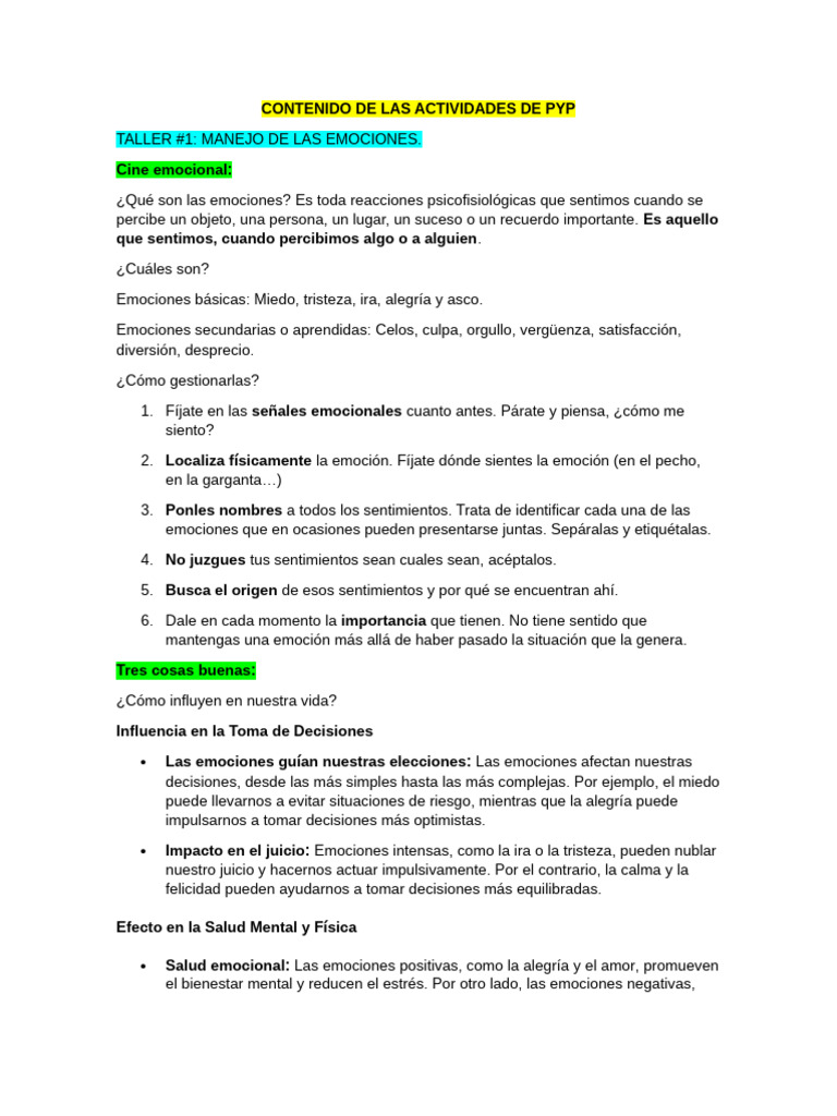 Contenido de Las Actividades de Pyp | PDF