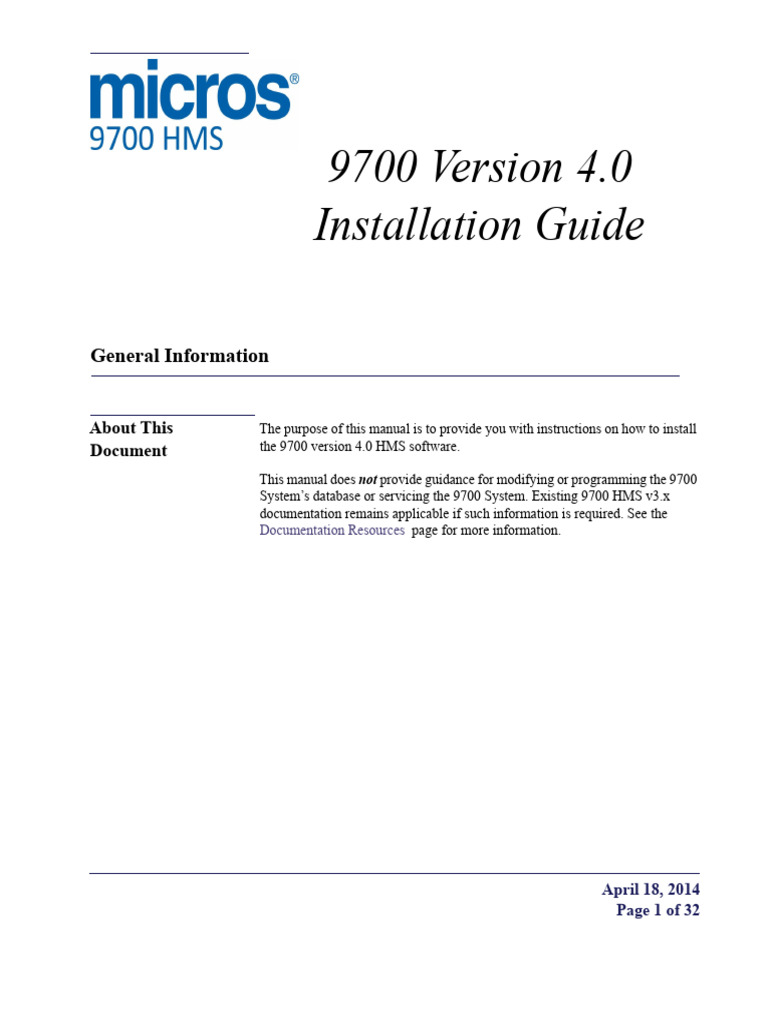 9700 v4 Installation Guide | PDF