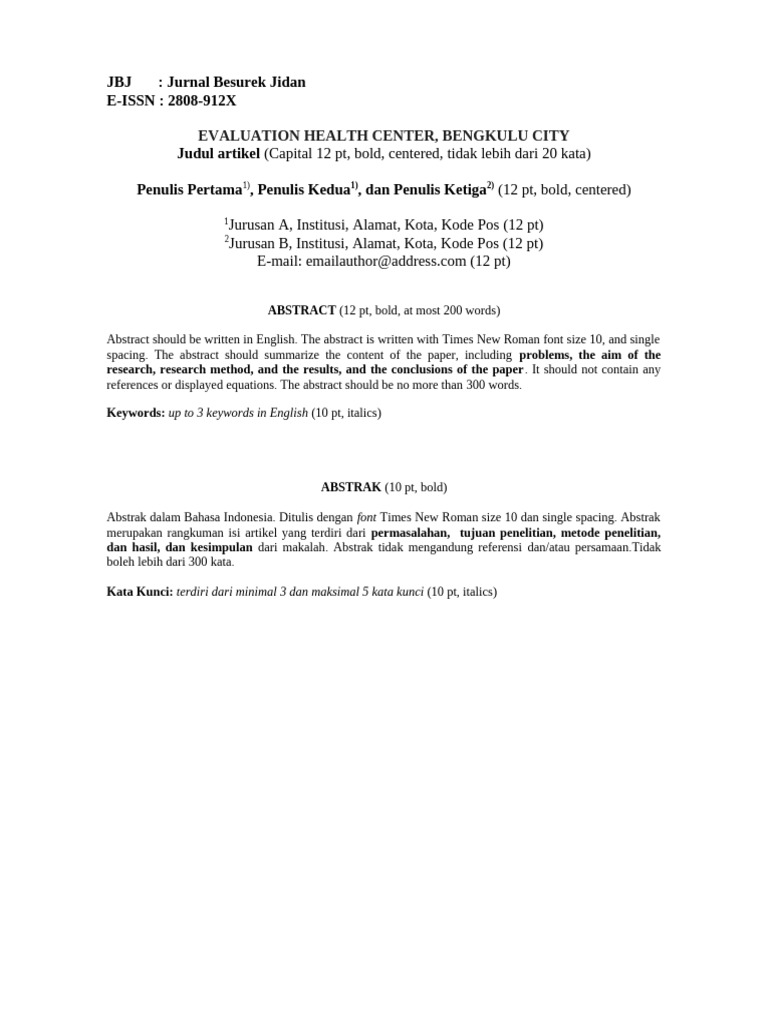 Template Jurnal Basurek Jidan New | PDF