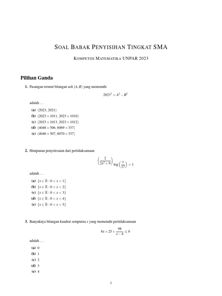 Soal Babak Penyisihan Tingkat Sma-1 | PDF