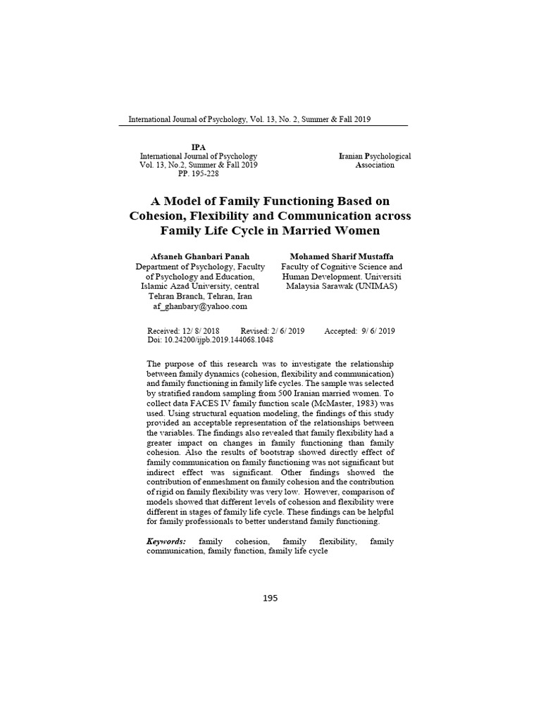 A Model of Family Functioning Based On | PDF