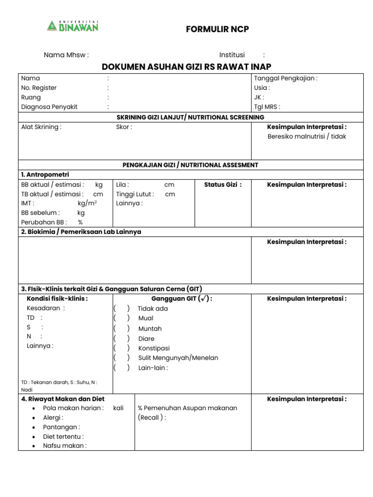 Formulir NCP Pendek | PDF