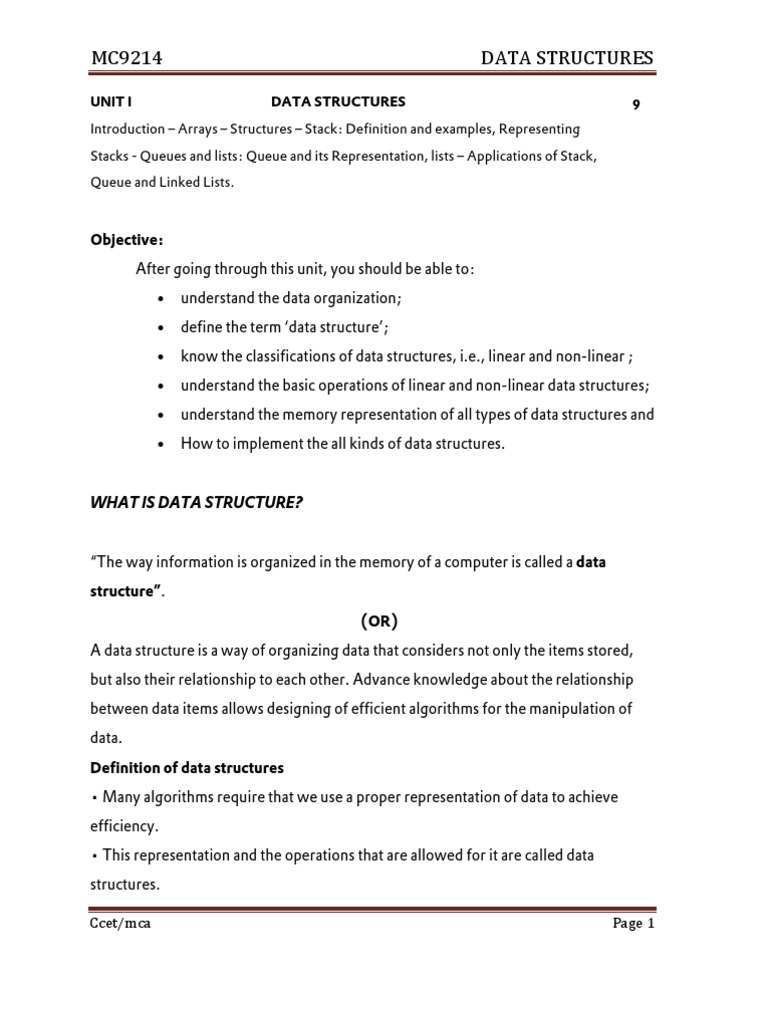 Unit 1 Pdf Queue Abstract Data Type Array Data Structure