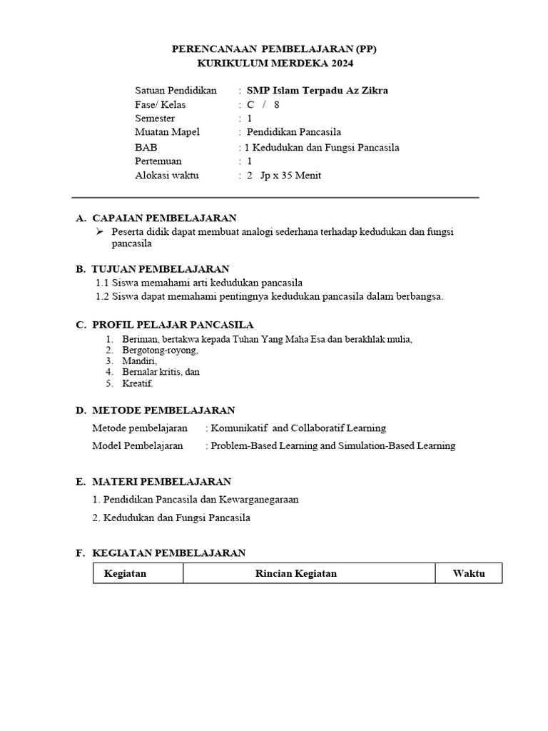 PP PKN Bab 1 Kelas 8 Ust Madani | PDF