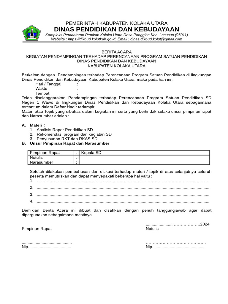 Berita Acara Pendampingan Pengawas | PDF