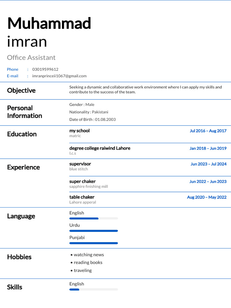 Muhammad - Resume - 198 | PDF