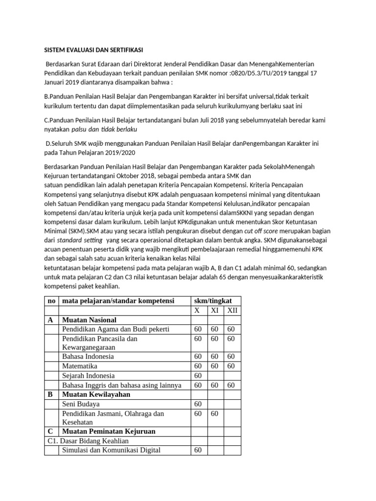 Sistem Evaluasi Dan Sertifikasi | PDF