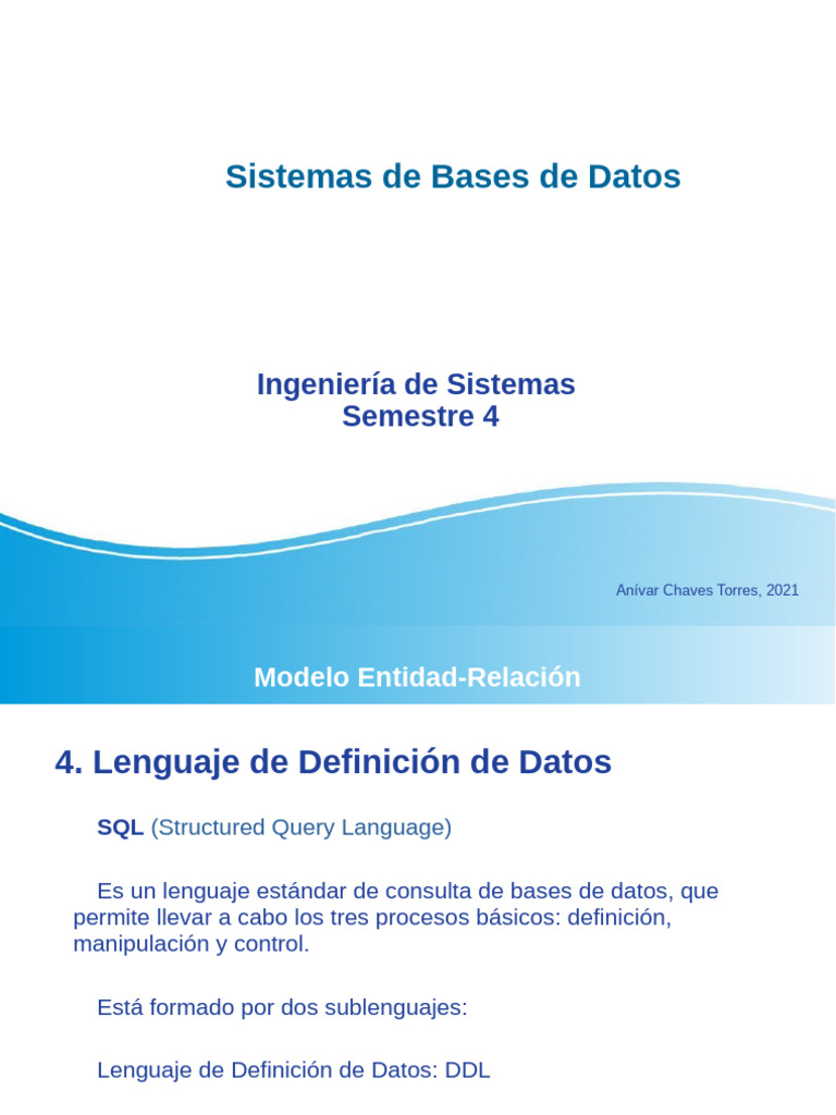 SQL - Lenguaje Definicion Datos | PDF