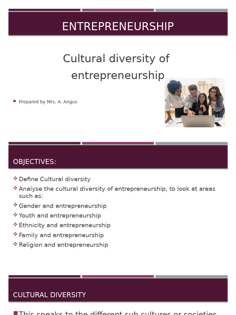 Cultural Diversity of Entrepreneurship | PDF | Entrepreneurship ...