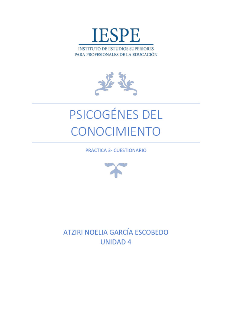 Psicogénesis Del Conocimiento Practica 3 Unidad 4 | PDF