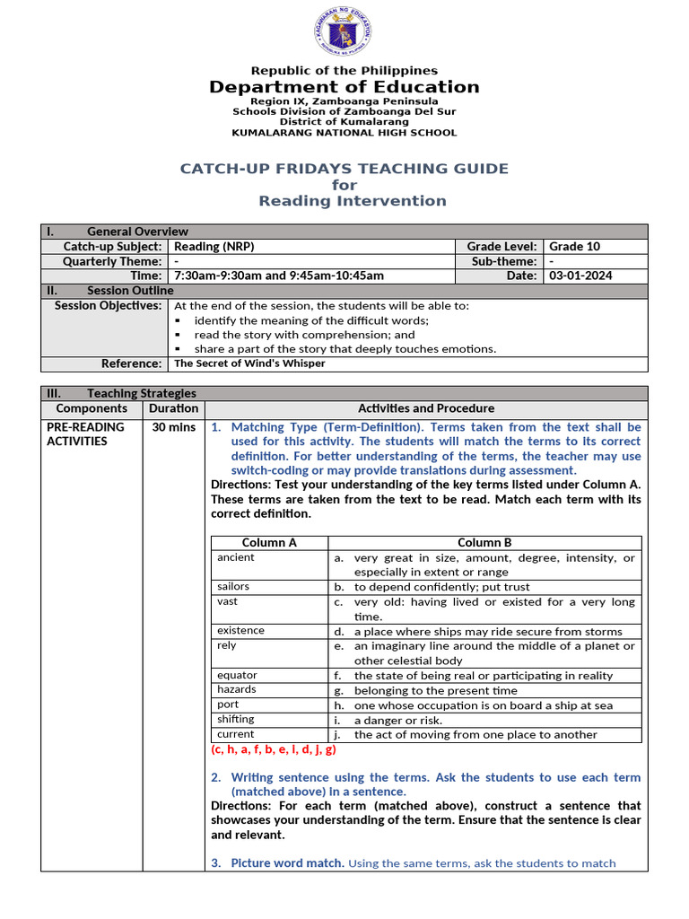 G10 TG Reading Intervention 03-01-24 | PDF