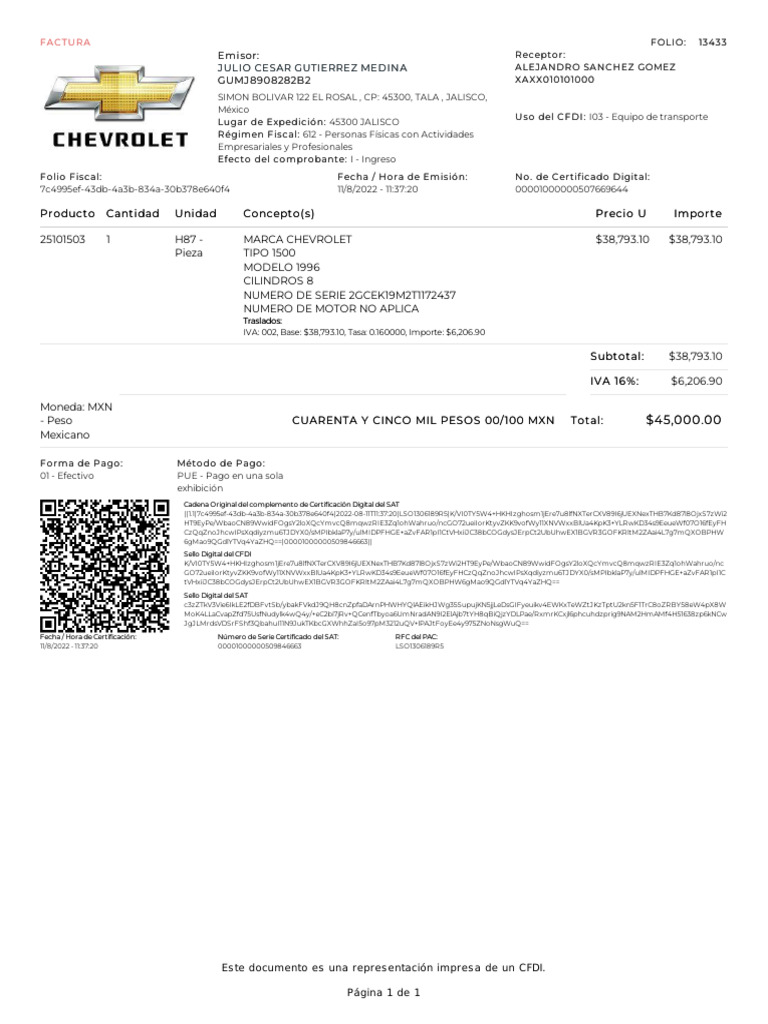 Factura-13433-XAXX010101000p Pemex | PDF