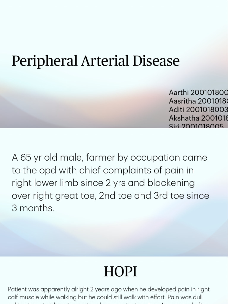 Peripheral Arterial Disease Case Study | PDF | Angiology ...