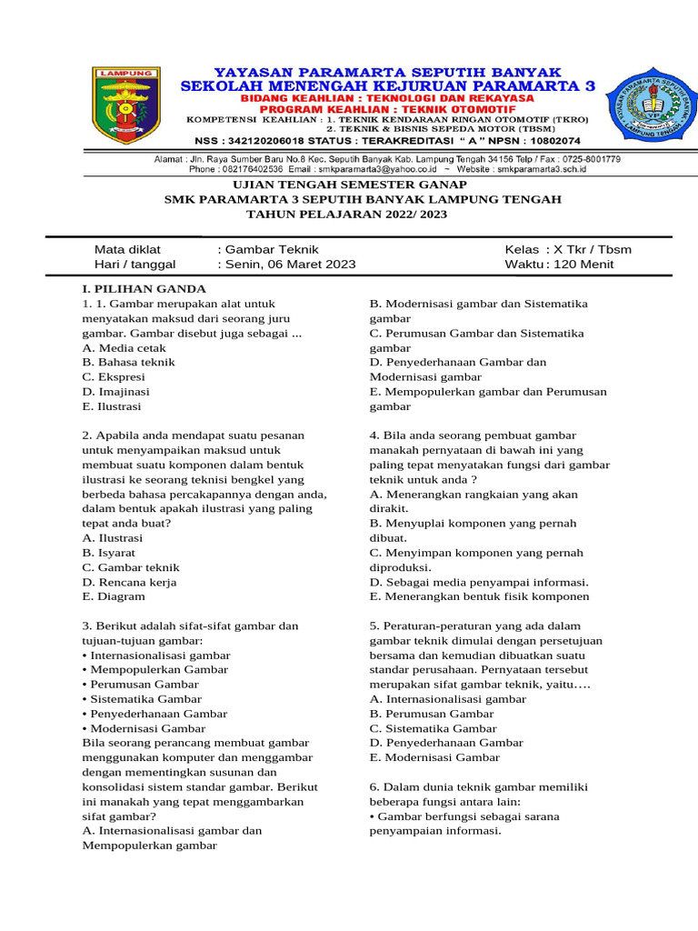 UTS SMT 2 GAMBAR TEKNIK | PDF