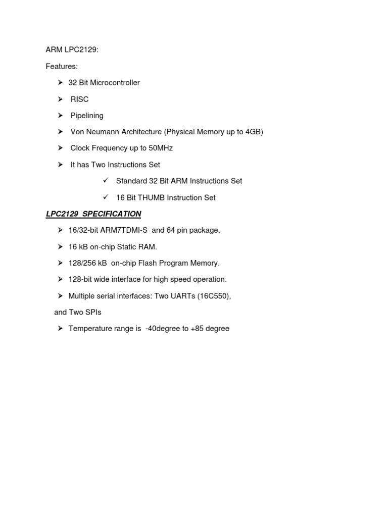 Lpc2129 Specification | PDF
