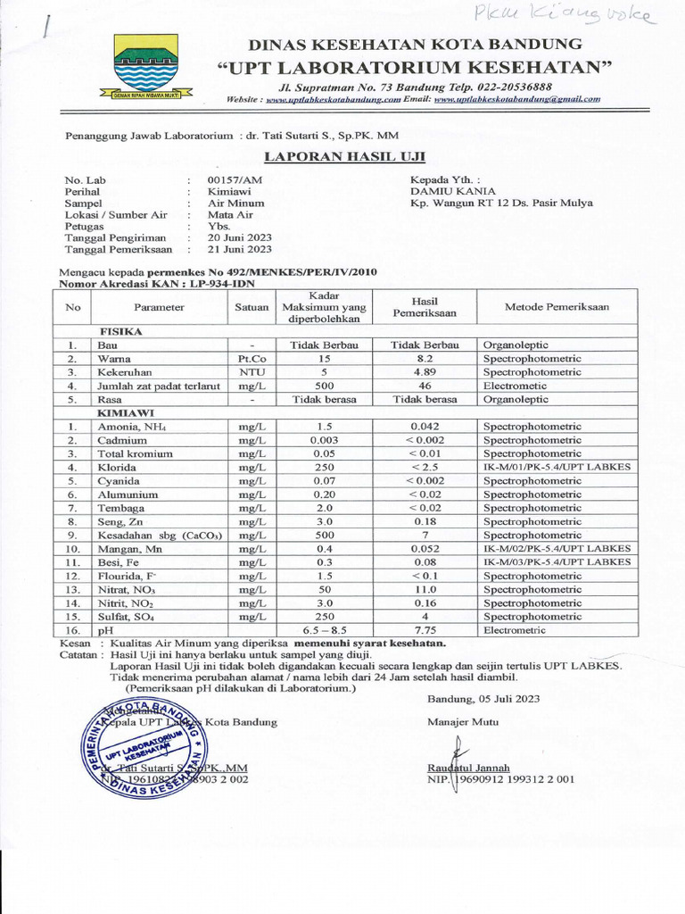 Hasil Lab Damiu Pasirmulya | PDF