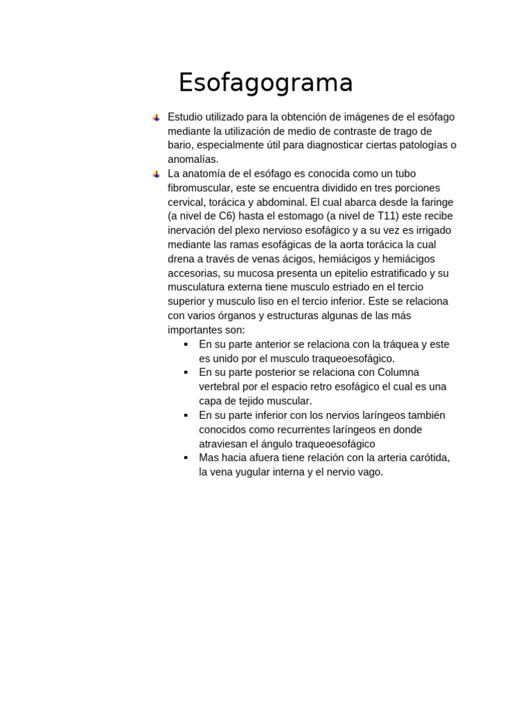 Esofagograma: Diagnóstico y Procedimiento | PDF | Esófago | Nervio vago