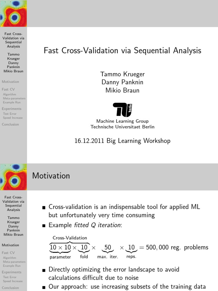 Fast Cross Validation Via Sequential Analysis - Talk | PDF | Cross Validation (Statistics ...