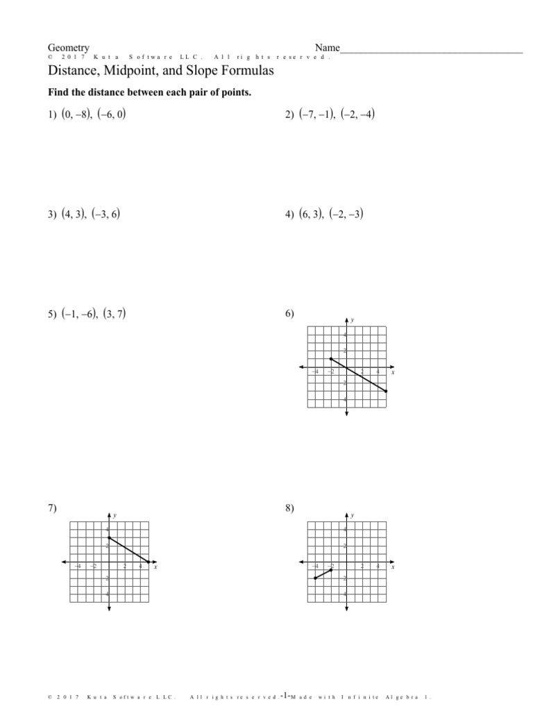 4.9 CW - Distance Midpoint and Slope Formulas | PDF | Geometry ...