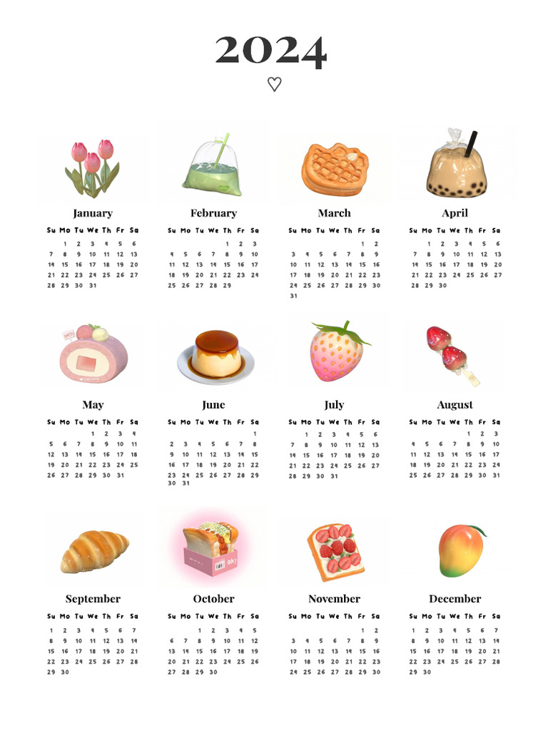 Cute Food Calendar | PDF
