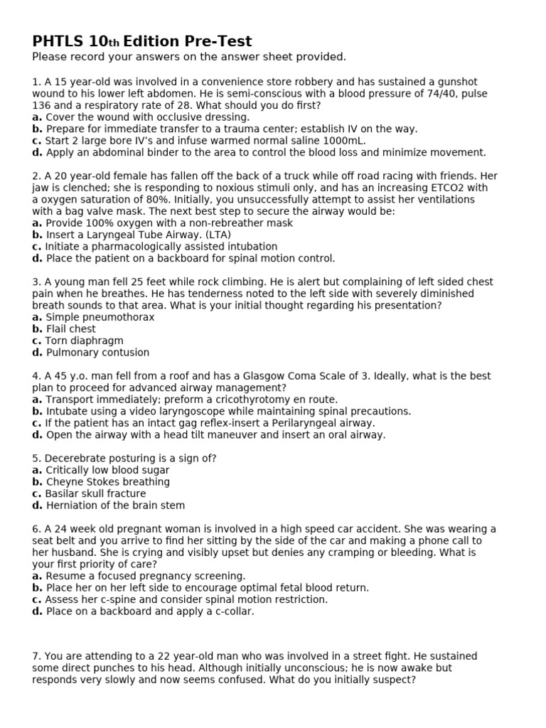 PHTLS 10th Edition Pre | PDF