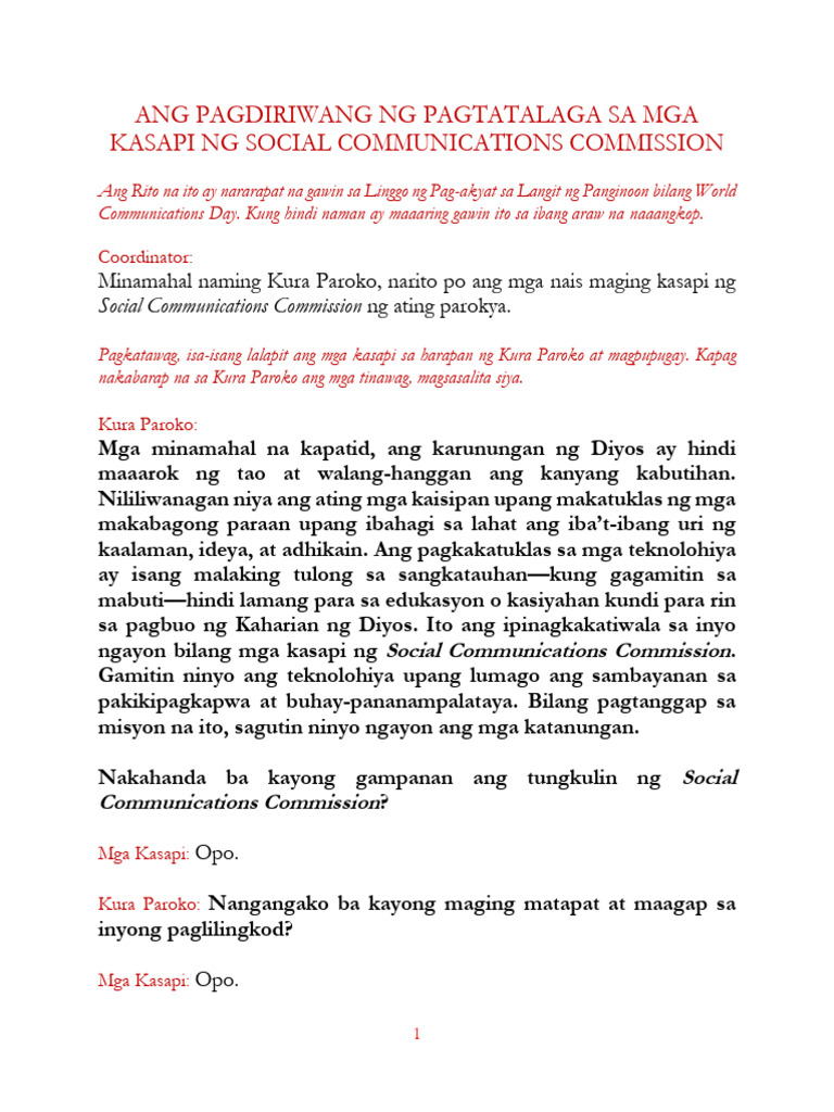 Rito NG Pagtatalaga-Soccom PDF | PDF