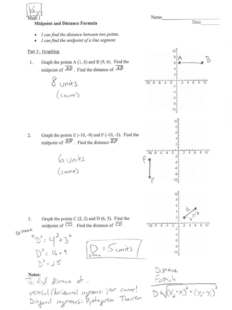 5-3 Midpoint and Distance ANSWERS | PDF