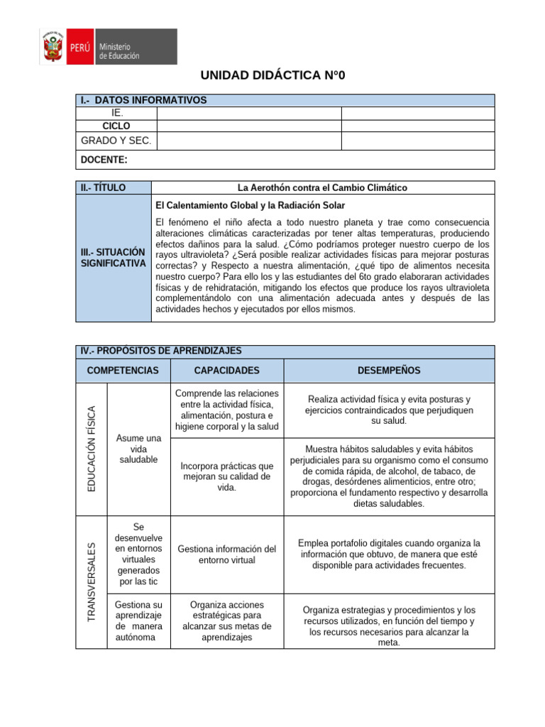Modelo de Unidad Didactica | PDF