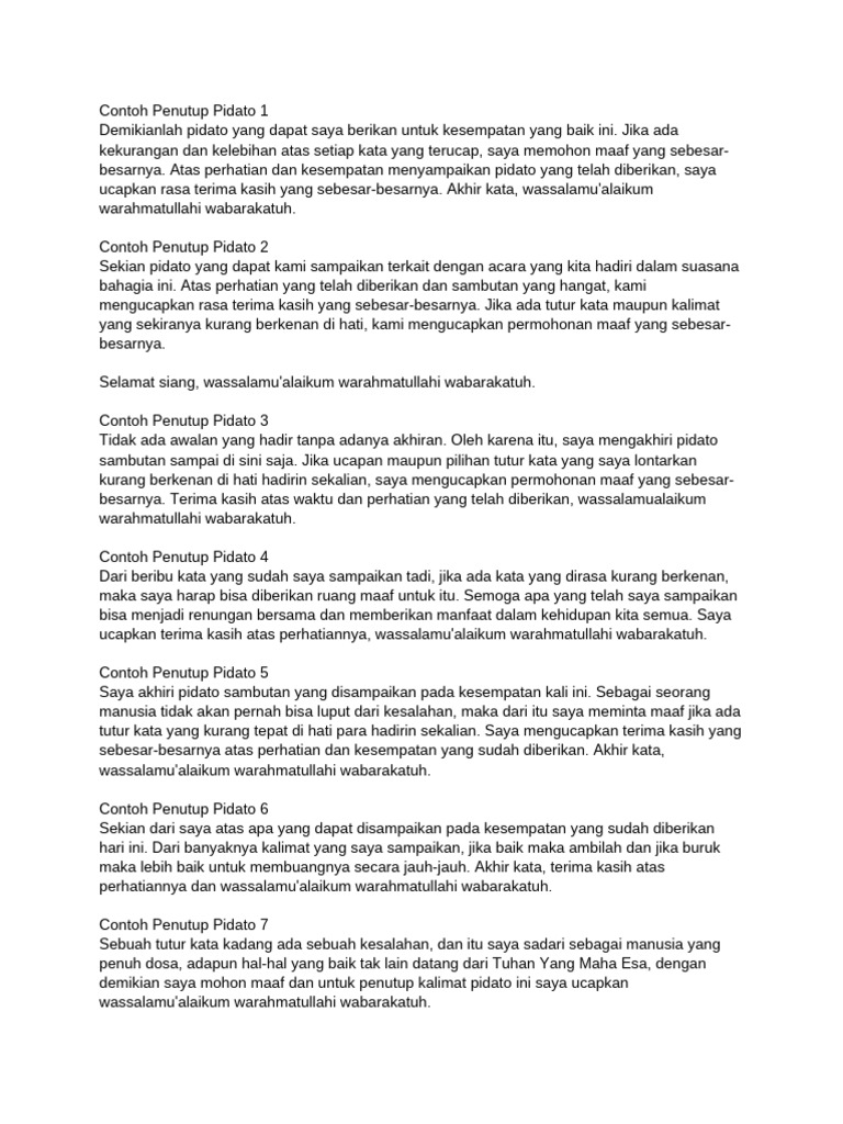 Contoh Penutup Pidato 1 | PDF