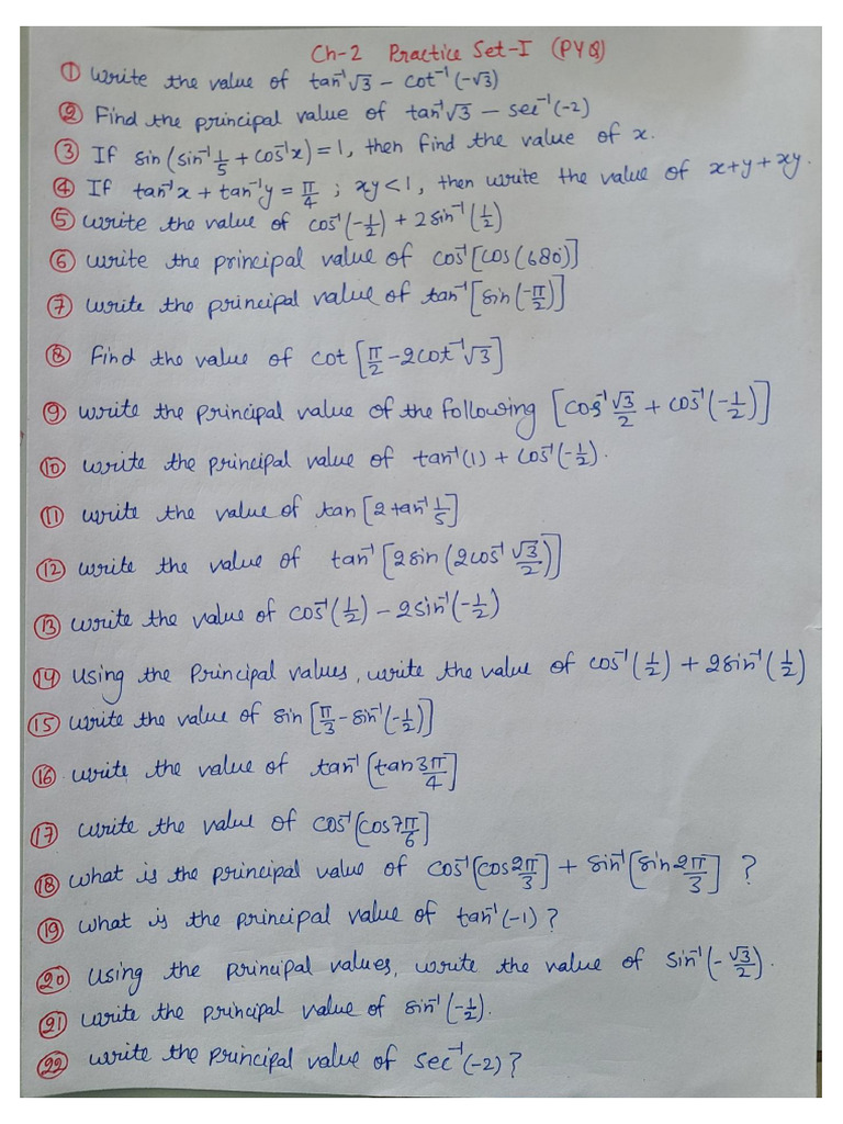 CH-2 Inverse Trigo Pyqs (Descriptive) | PDF