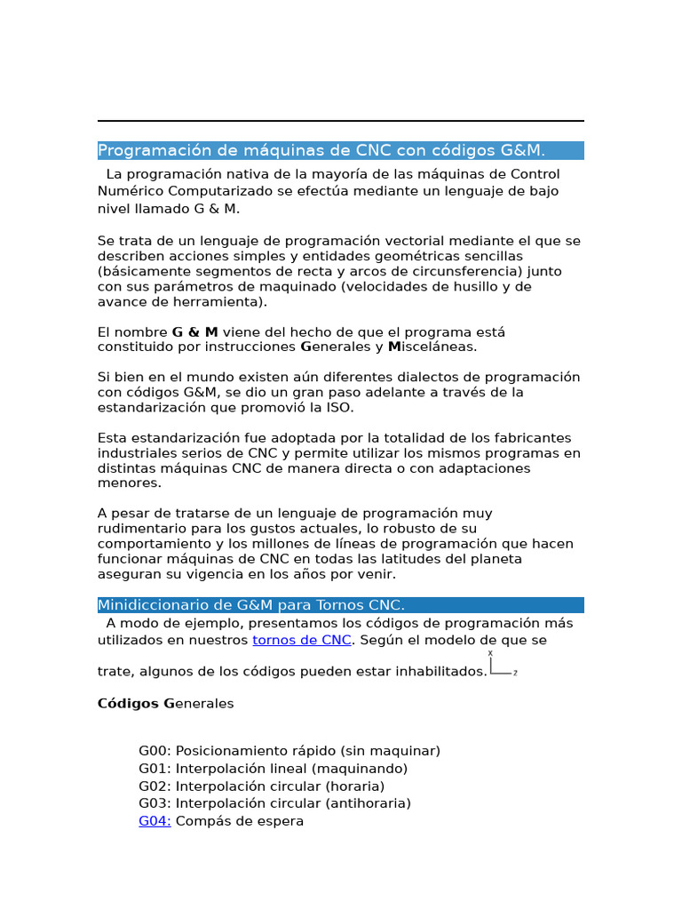 Programación de Máquina CNC Con Códigos GyM | PDF