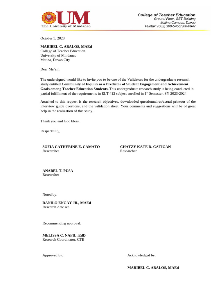 Letter To The Validators | PDF