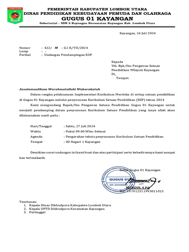 Surat Pendampingan KSP Pengawas | PDF