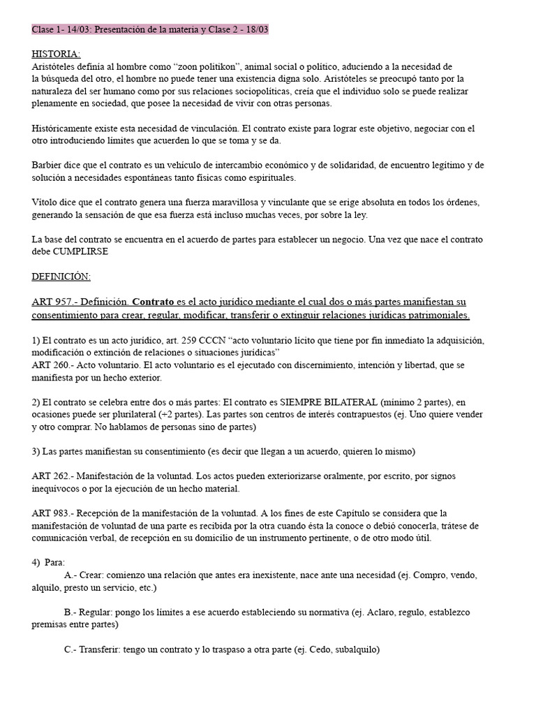 Apunte Clases Contratos | PDF