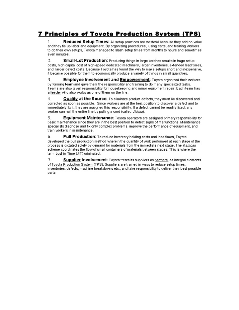 Toyota Production System Principles | PDF