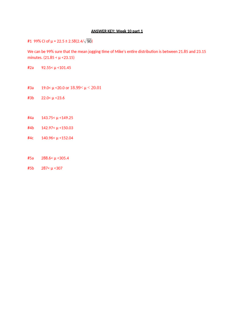 Answer Key-Week 10 | PDF