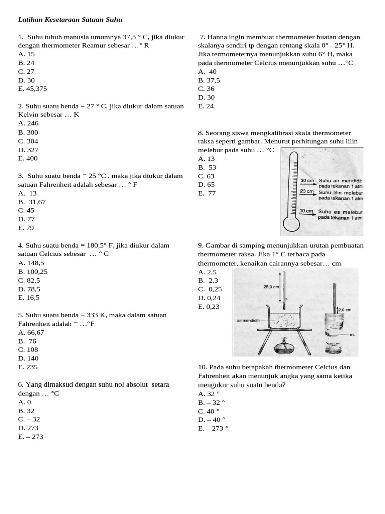 Soal Kesetaraan Suhu - 2 | PDF