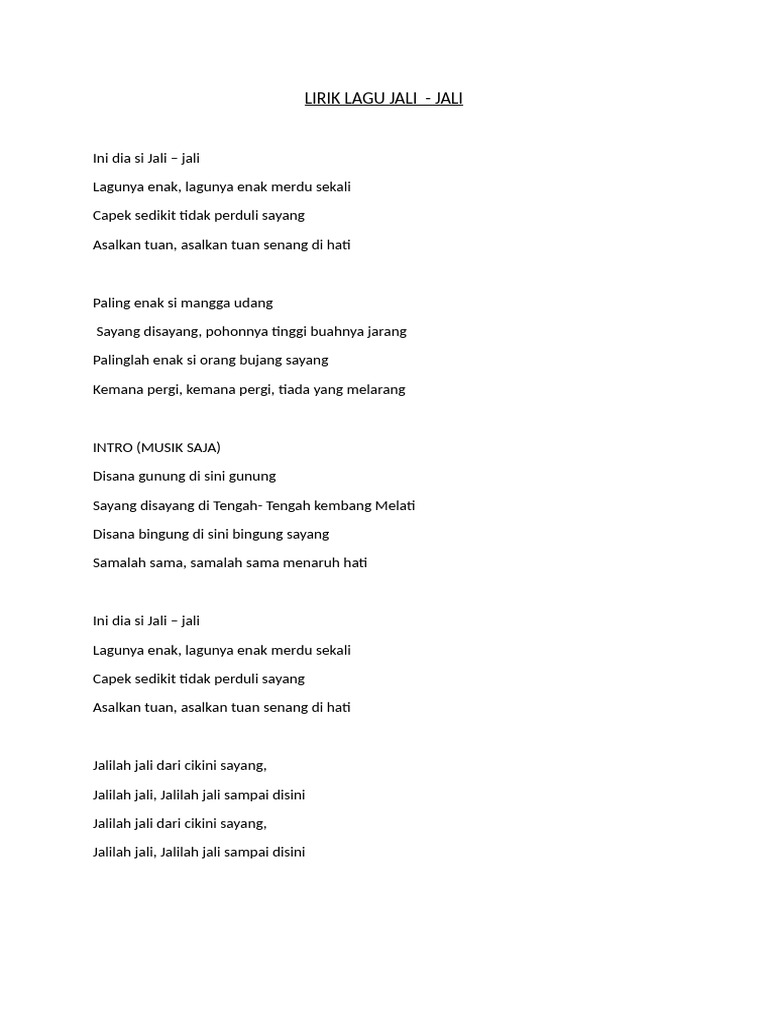 Lirik Lagu Jali | PDF