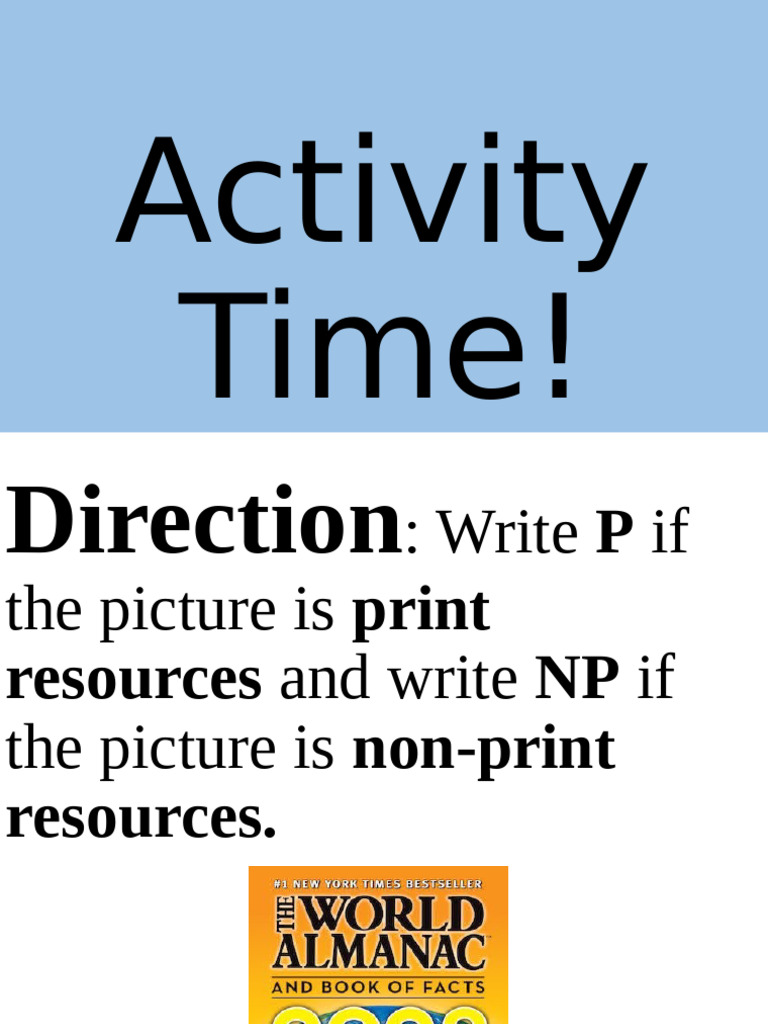 Activity Time! PRINT AND NON PRINT | PDF