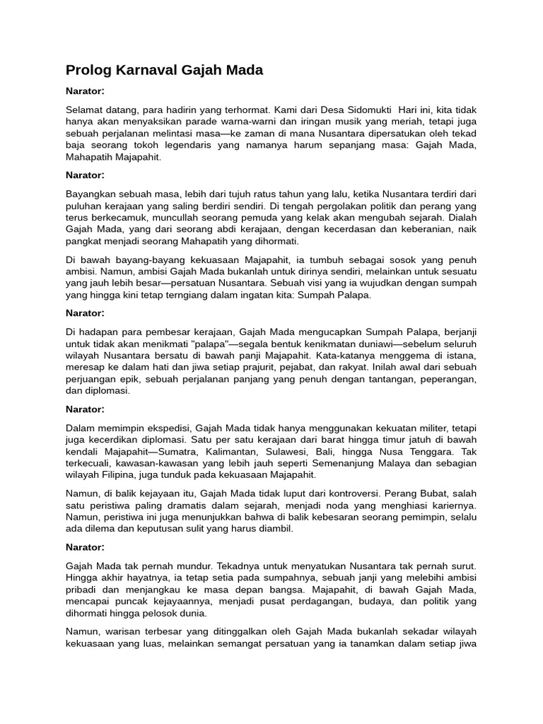 Prolog Karnaval Gajah Mada | PDF