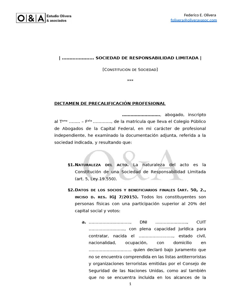 Modelo Dictamen SRL | PDF