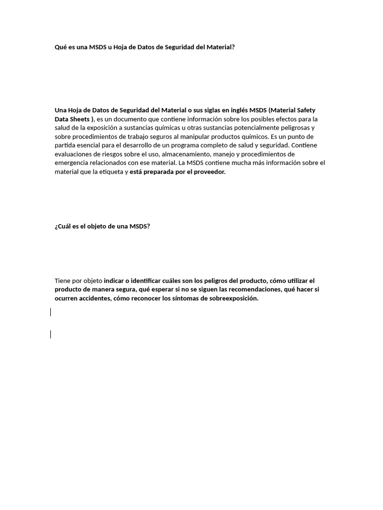 Qué Es Una MSDS U Hoja de Datos de Seguridad Del Material | PDF