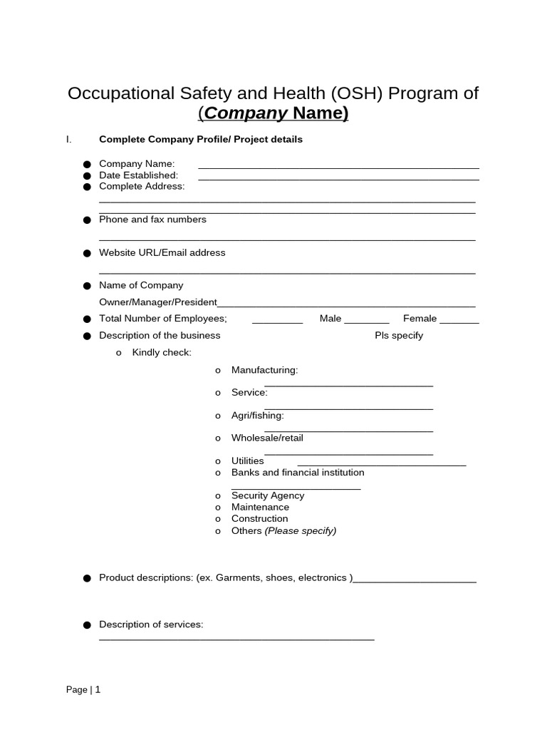 OSH Program Templatecd | PDF