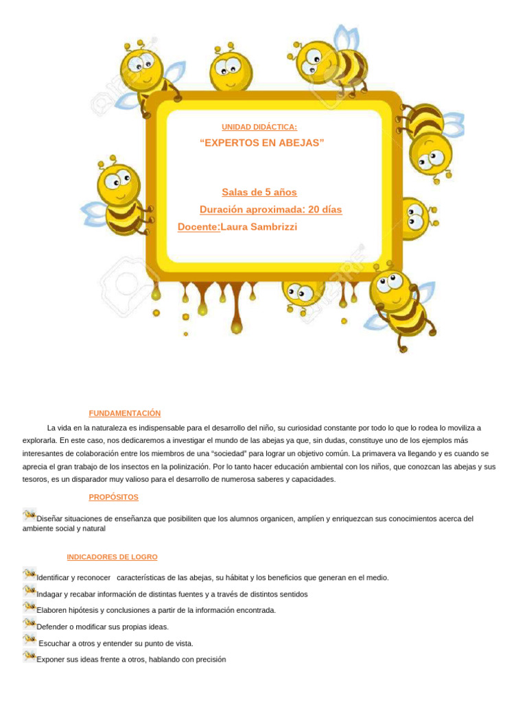 Unidad Didáctica: Expertos en Abejas | PDF | Apicultor | Comunicación