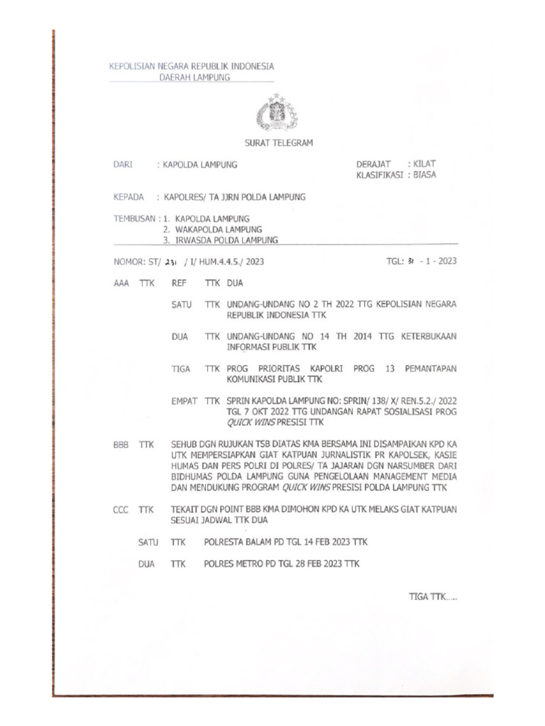 Surat Telegram | PDF