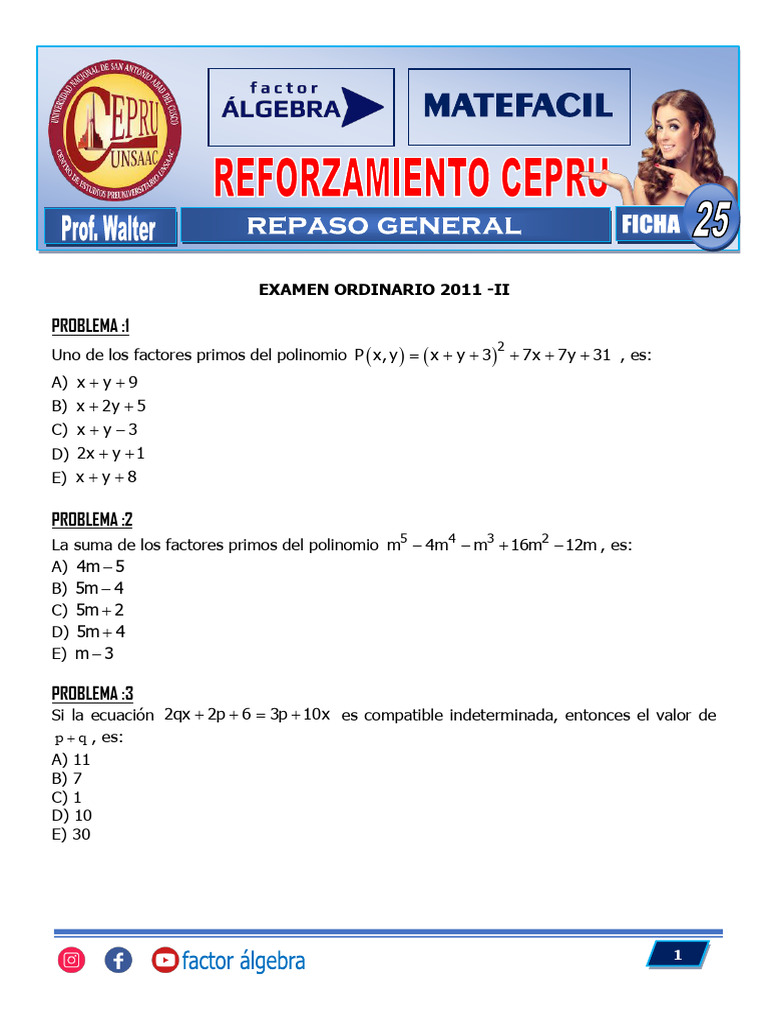 REPASO GENERAL alGEBRA | PDF