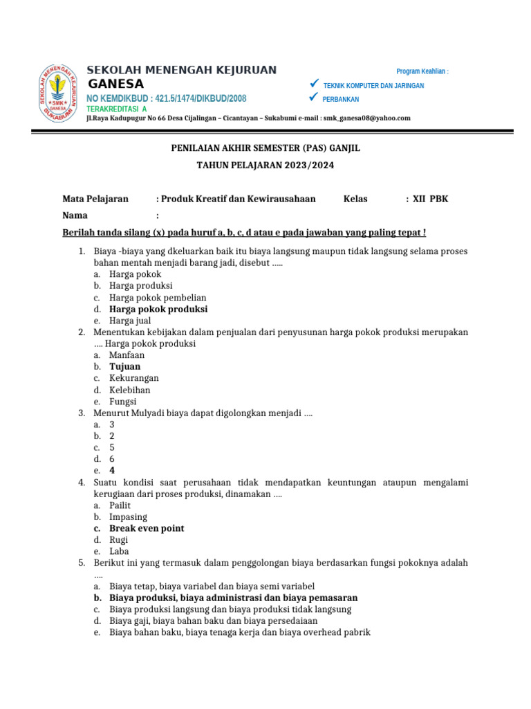 JWB PKK Xii PBK | PDF