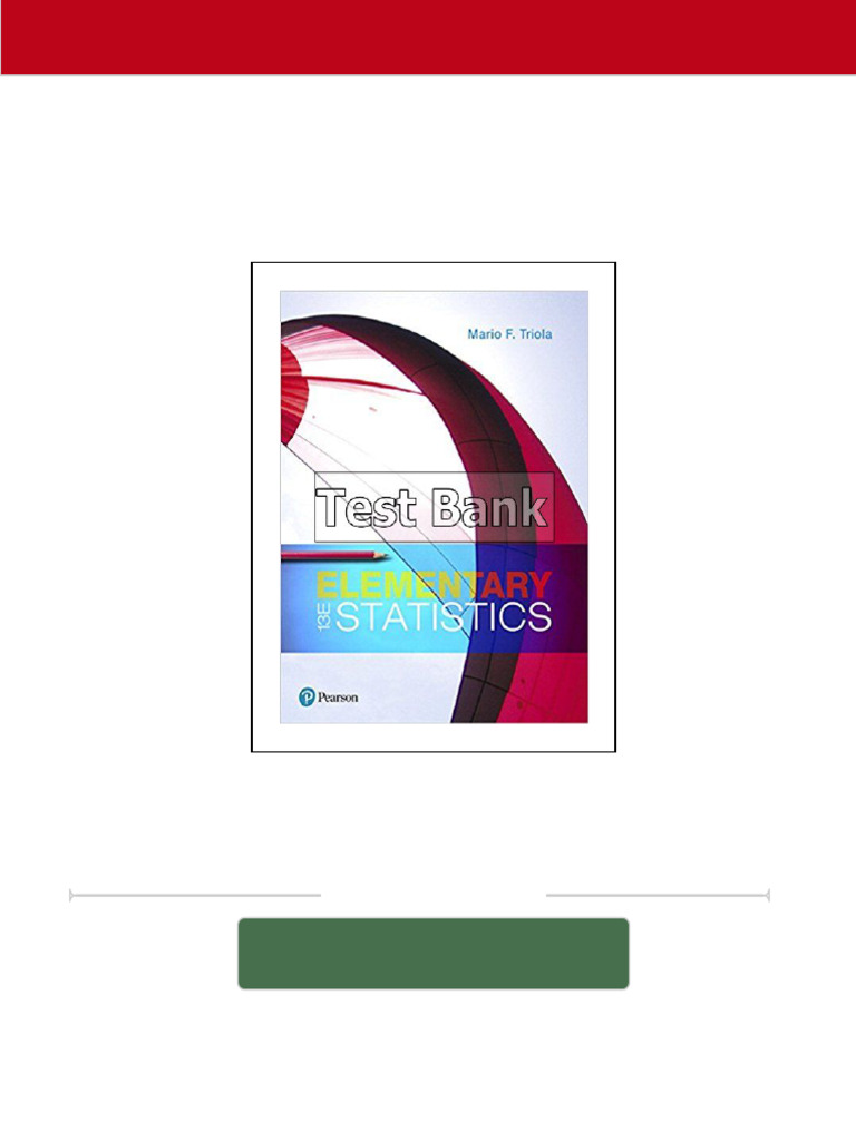 (FREE PDF Sample) Elementary Statistics 13th Edition Triola Test Bank ...
